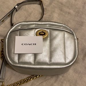 Coach | Bags | Coach Metallic Silver Quilted Crossbody Bag | Poshmark